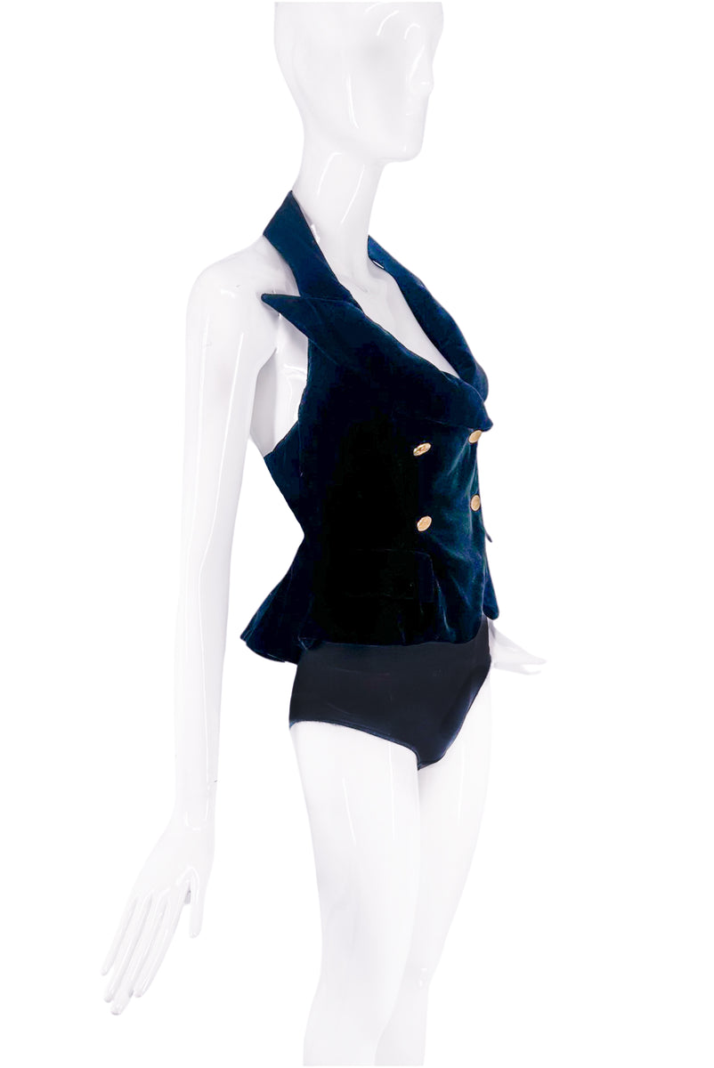 Vivienne Westwood Black Velvet Gold Button Corset Vest 90's ...